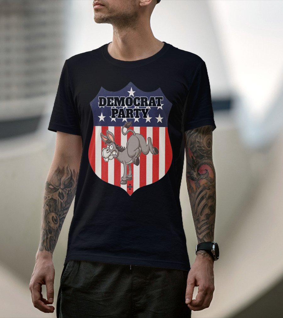 Democrat Party Shield Stars And Stripes Donkey T-Shirt