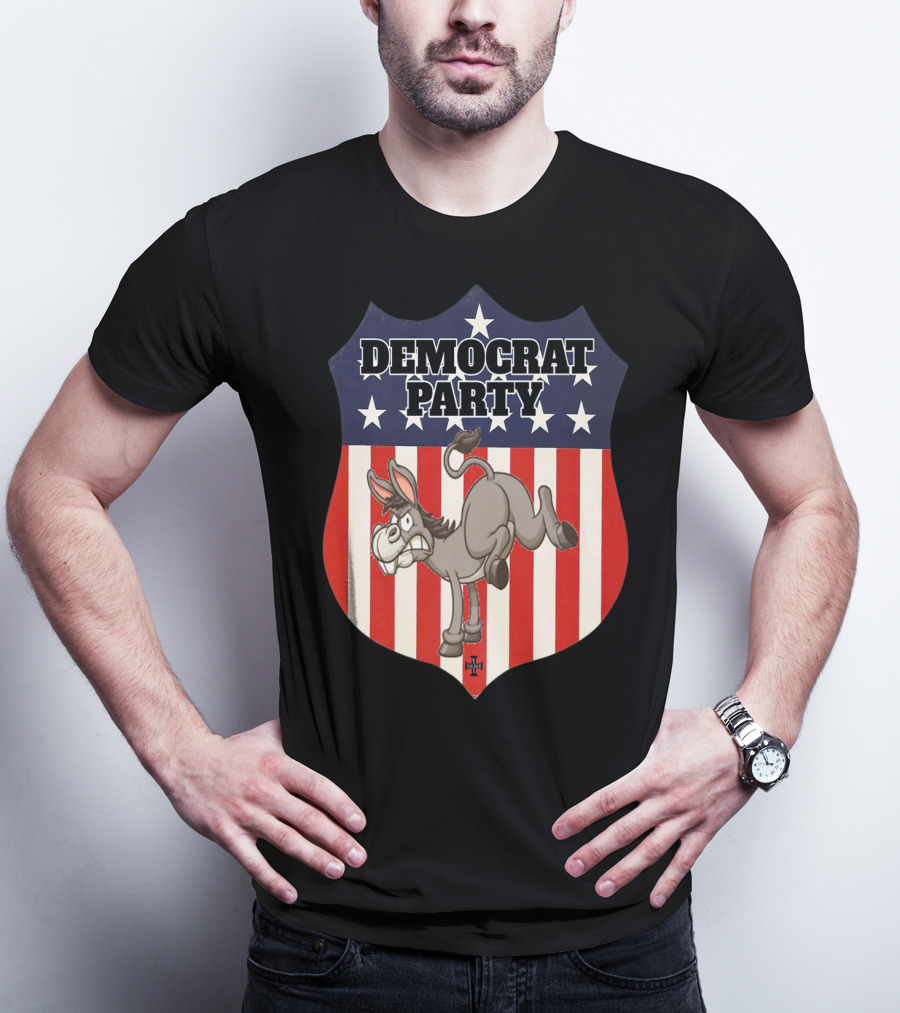 Democrat Party Shield Stars And Stripes Donkey T-Shirt