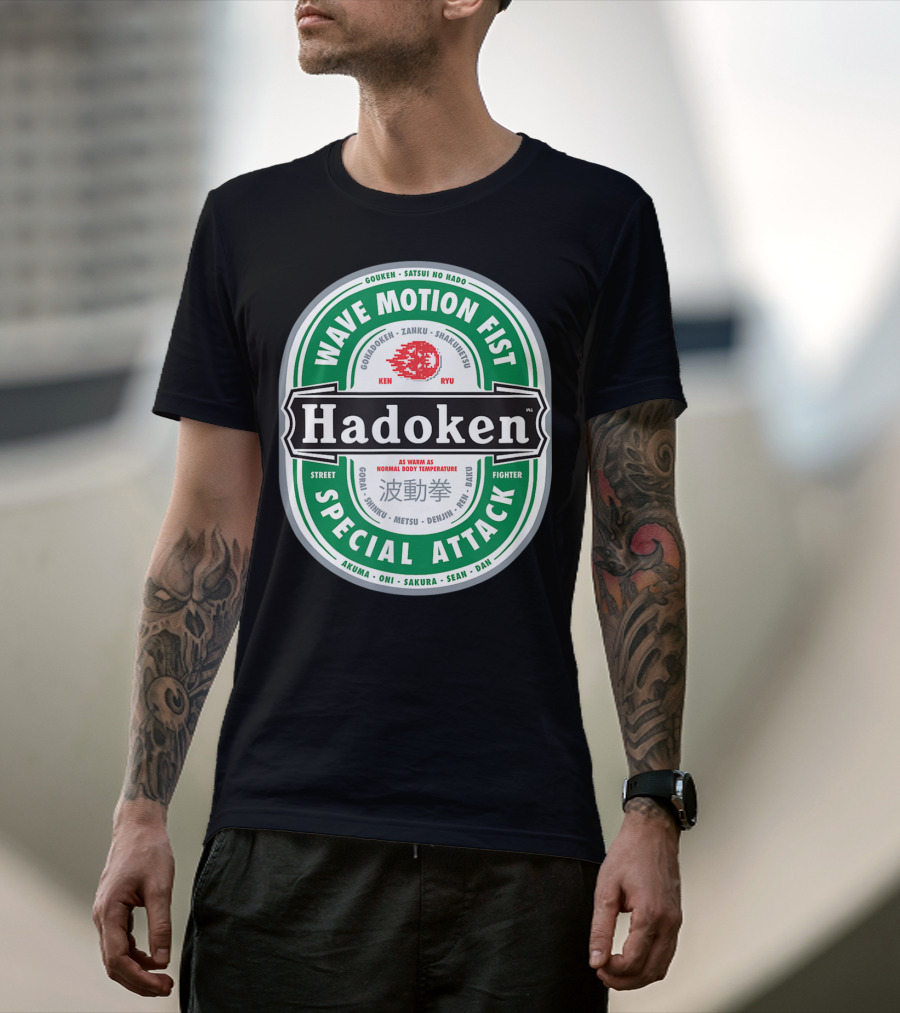 Wave Motion Fist Hadoken Street Fighter Special Attack Beer T-Shirt