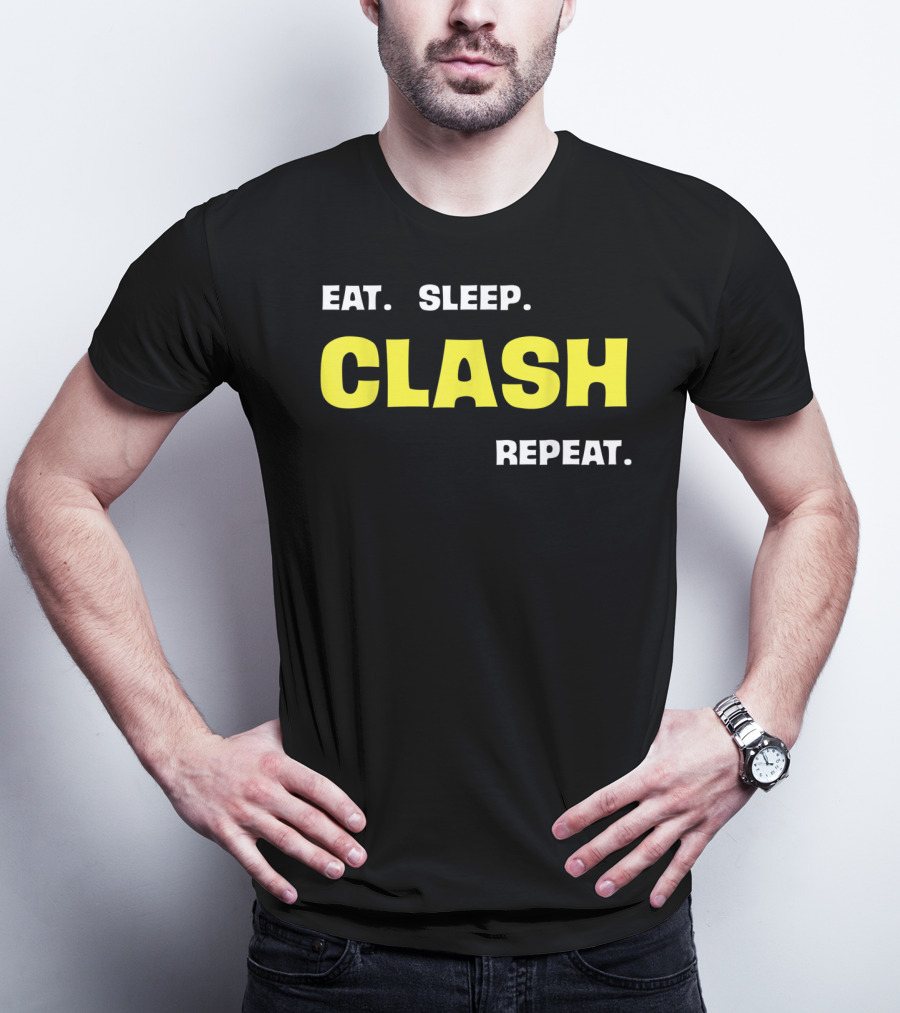 Eat Sleep Clash Repeat Retro Gaming Motif T-Shirt