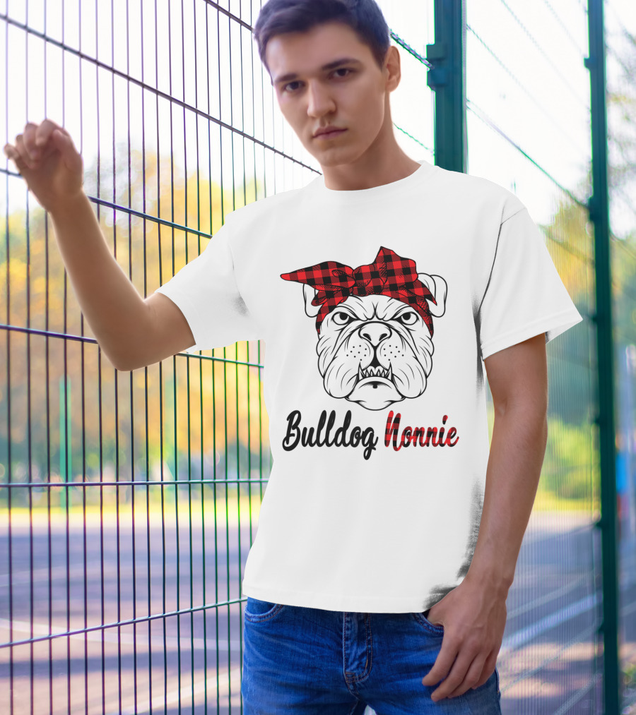 Bulldog Nonnie Plaid Red Bandana Costume T-Shirt