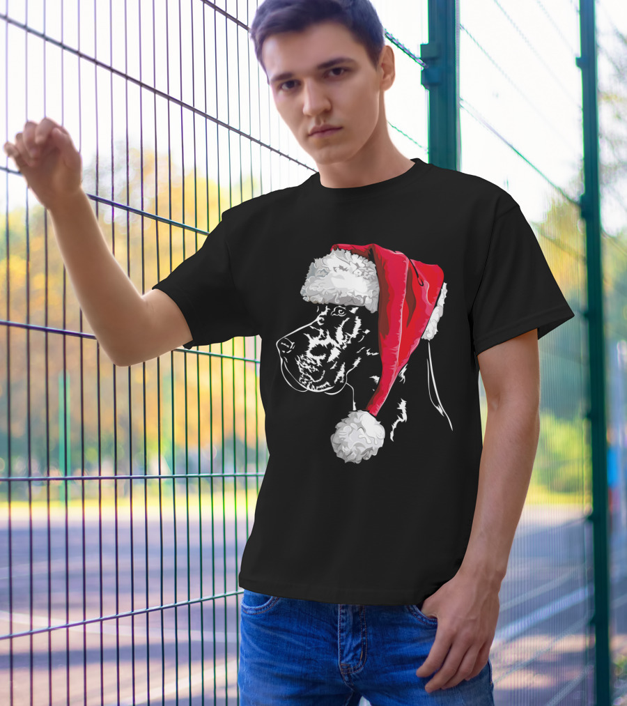 Great Dane Santa Hat Christmas Dog Humor T-Shirt