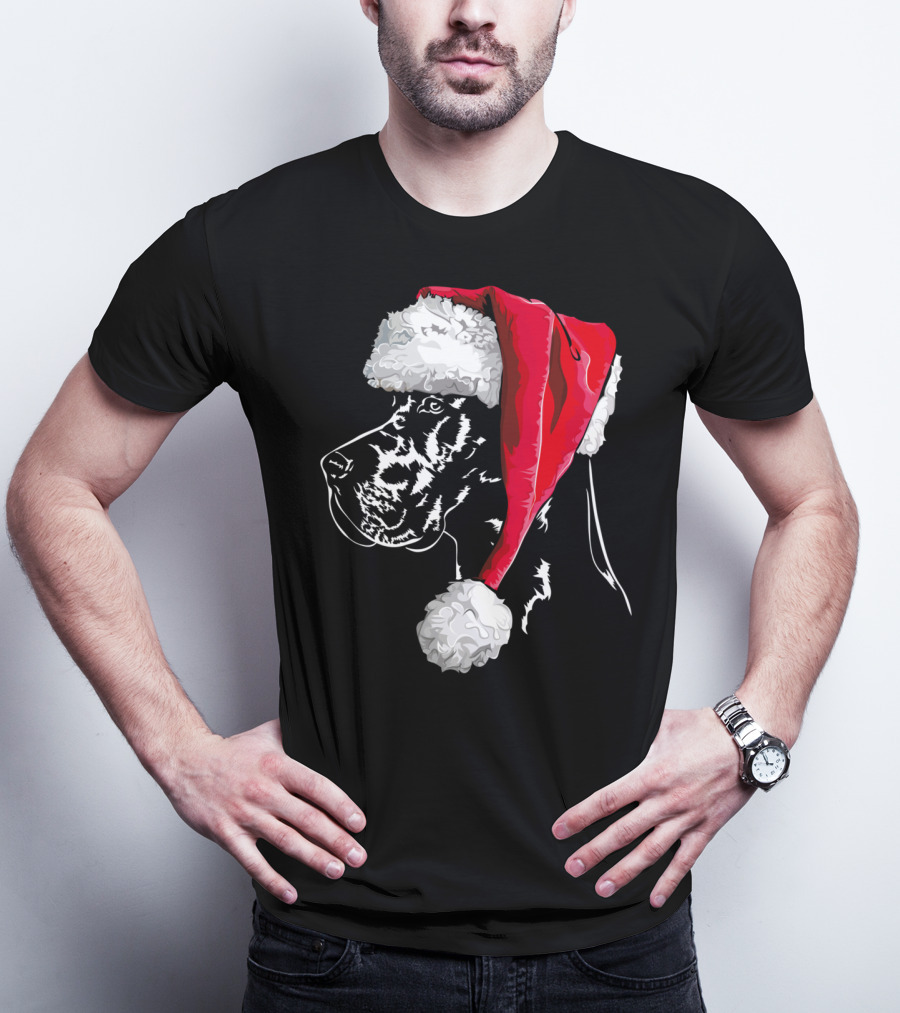 Great Dane Santa Hat Christmas Dog Humor T-Shirt