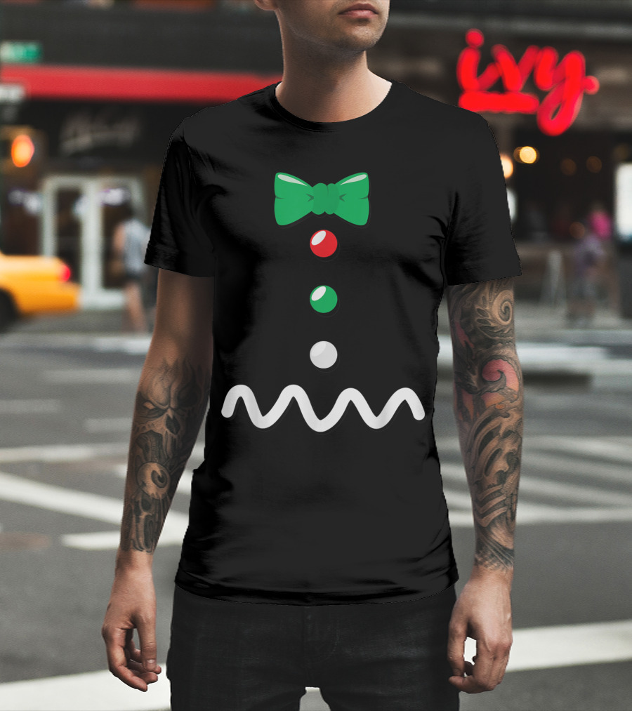 Gingerbread Man Christmas Bow Tie Décor T-Shirt