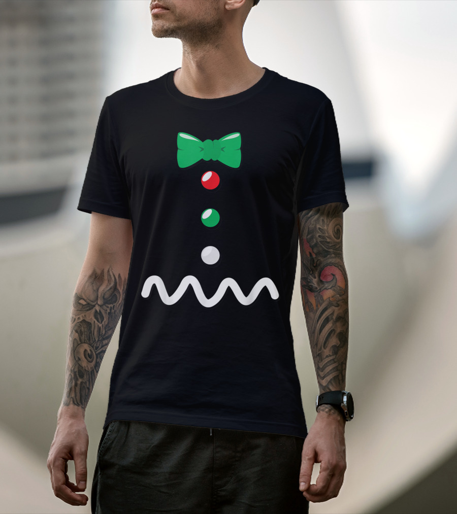 Gingerbread Man Christmas Bow Tie Décor T-Shirt