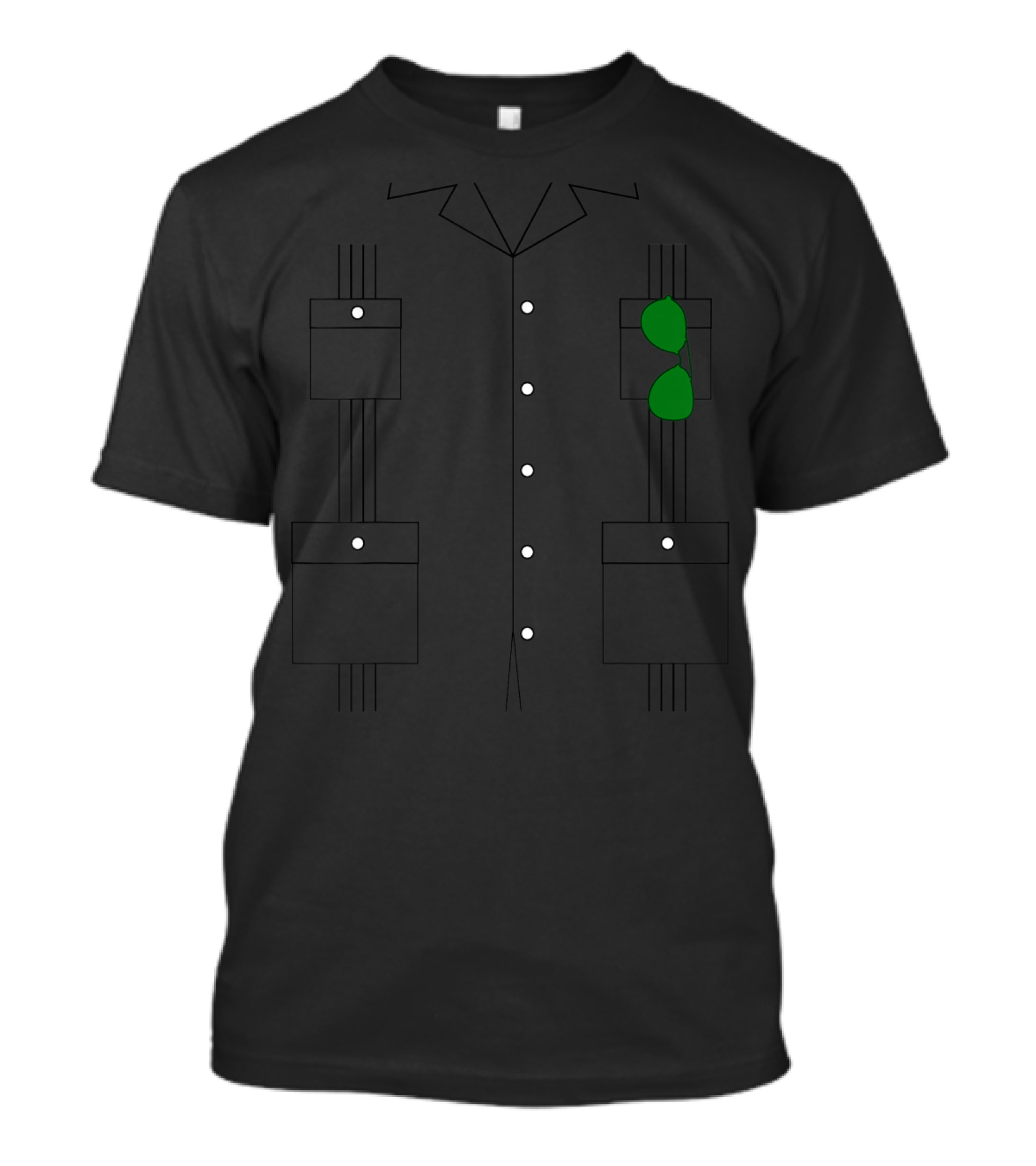 Guayabera Shirt With Green Sunglasses T-Shirt