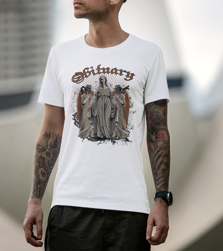 Obituary Halloween Angel Trio With Radiant Wings T-Shirt