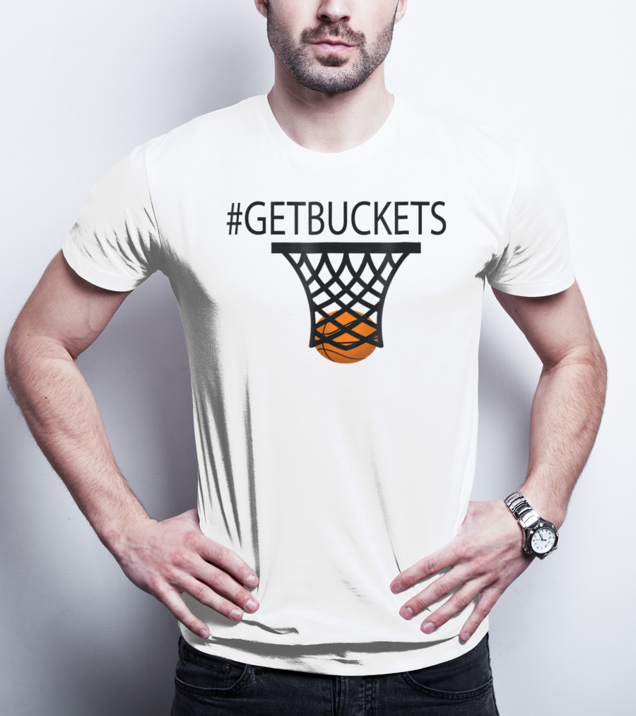 Hashtag Getbuckets Basketball Funny Player Scoring Net T-Shirt