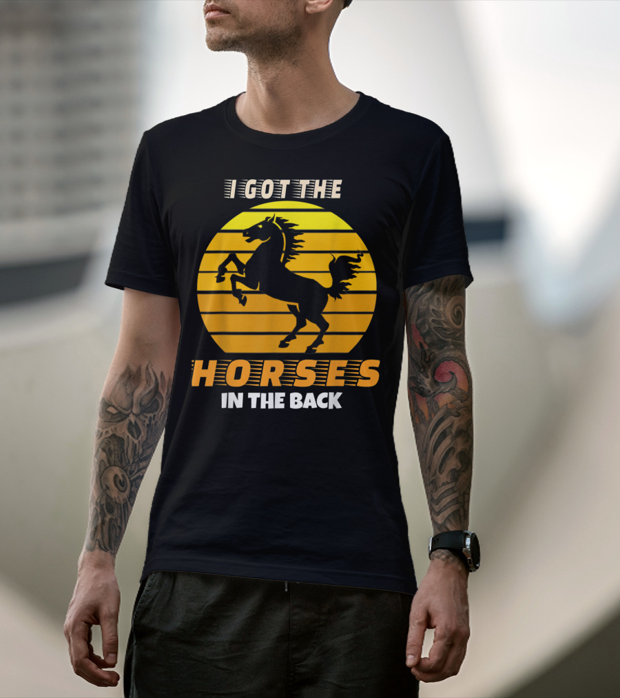 I Got The Horses In The Back Rearing Stallion Sunset T-Shirt