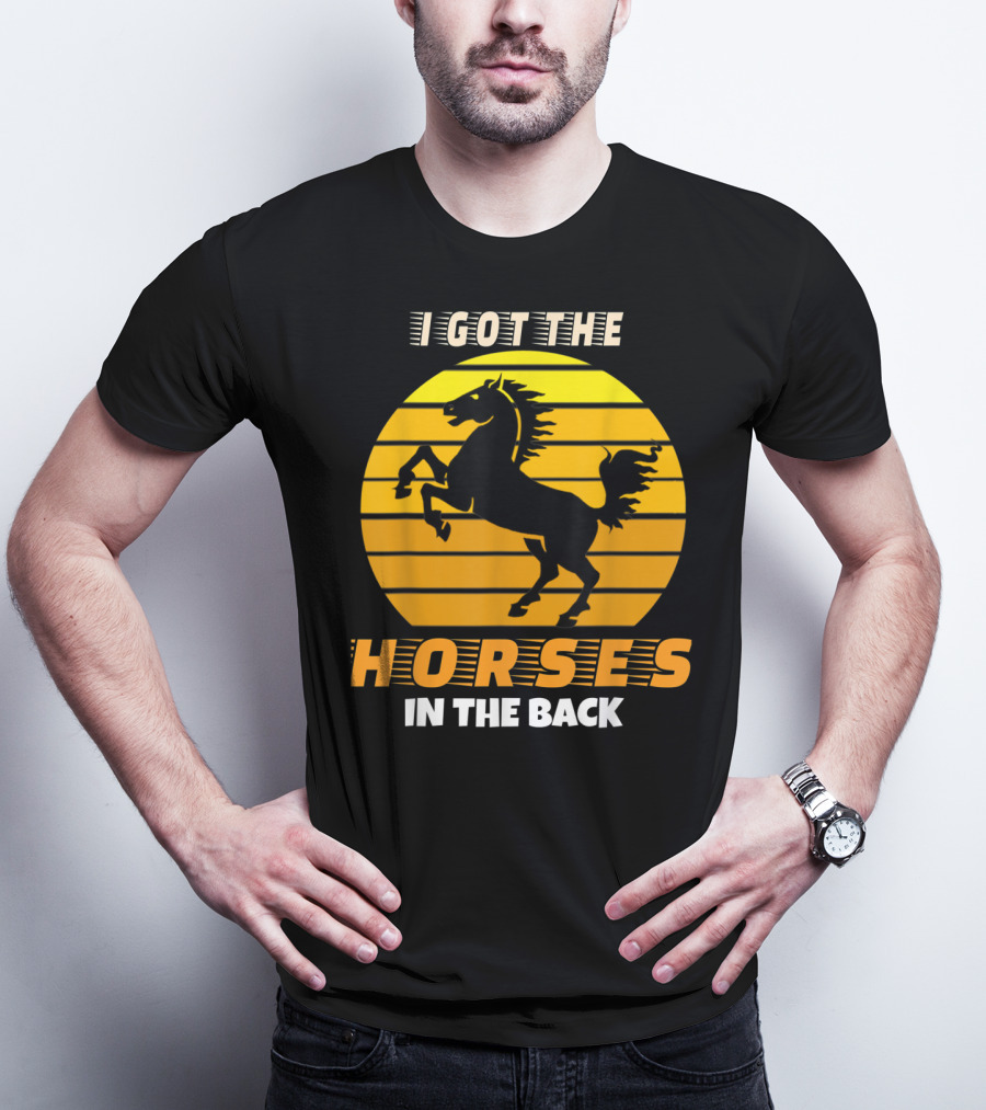 I Got The Horses In The Back Rearing Stallion Sunset T-Shirt