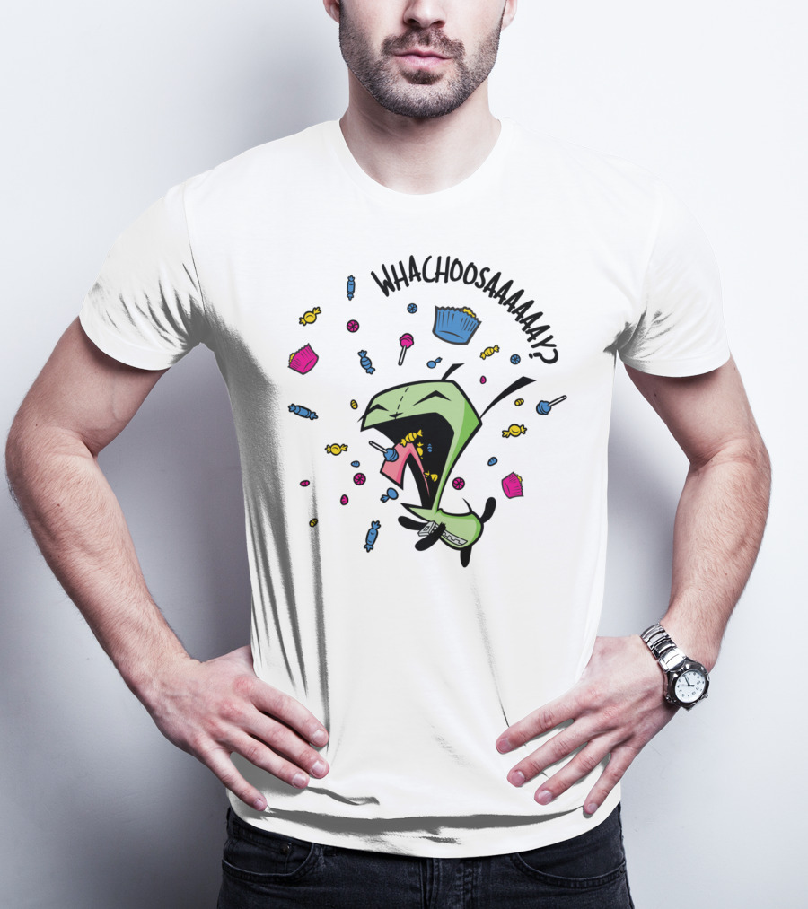 Whachoosaay Invader Zim Gir With Candy And Cupcakes T-Shirt