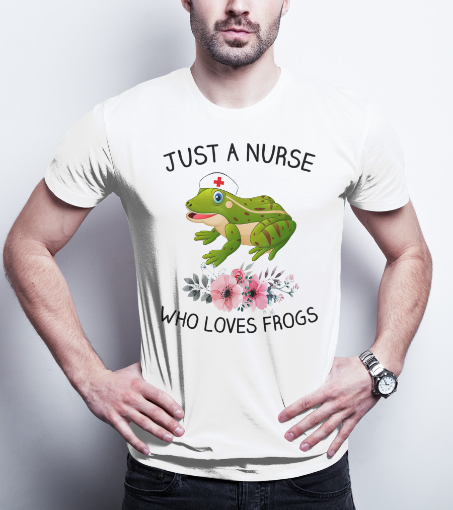 Just A Nurse Who Loves Frogs Floral Hat T-Shirt