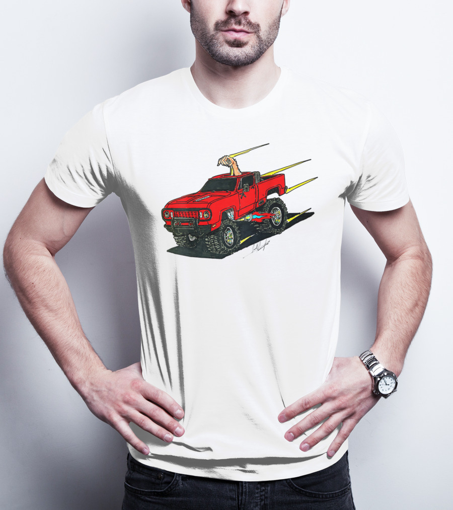 Kurt's Old Truck Red Off-Road Adventure With Arm Out The Window T-Shirt