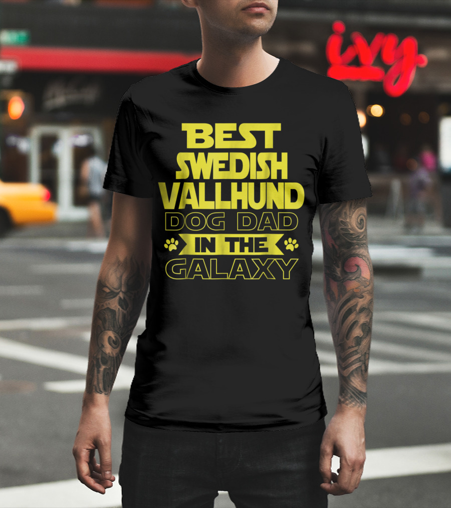 Best Swedish Vallhund Dog Dad In The Galaxy T-Shirt