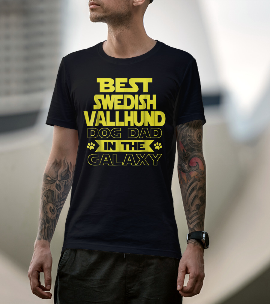 Best Swedish Vallhund Dog Dad In The Galaxy T-Shirt