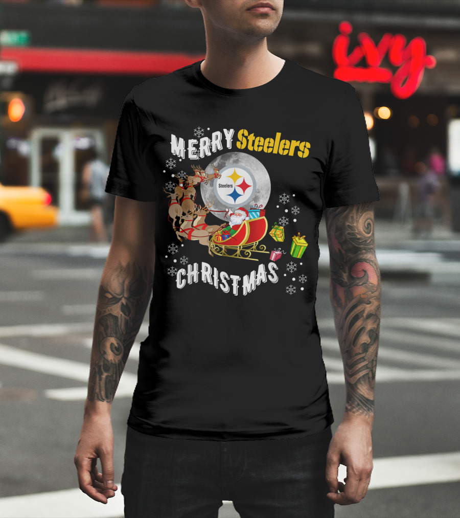 Merry Steelers Christmas Football Pittsburghsler Fan T-Shirt