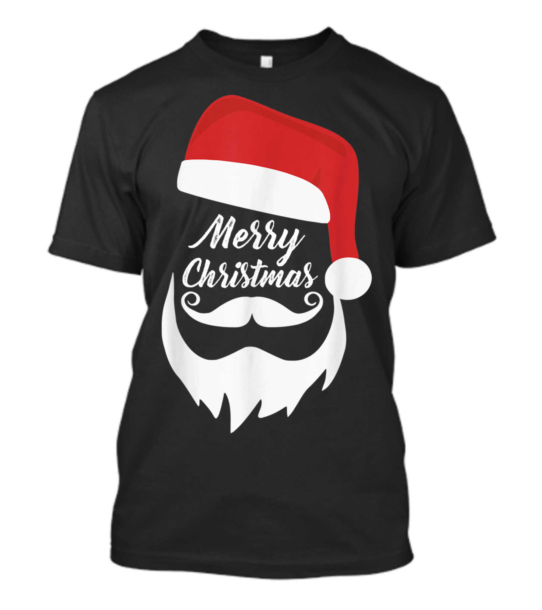 Merry Christmas Bearded Santa With Red Hat T-Shirt