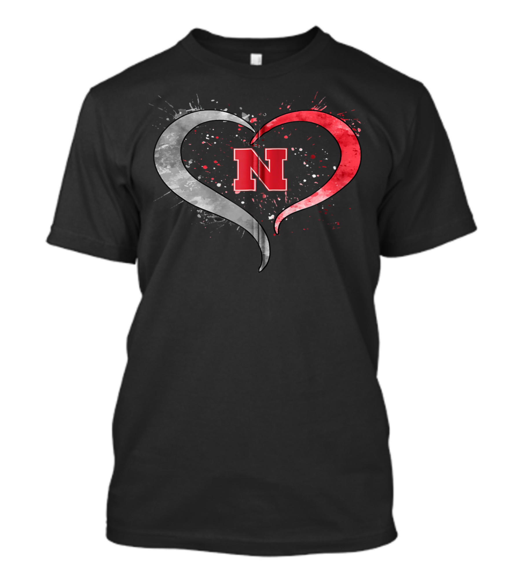 Nebraska Cornhuskers Heart Splatter Game Day N T-Shirt