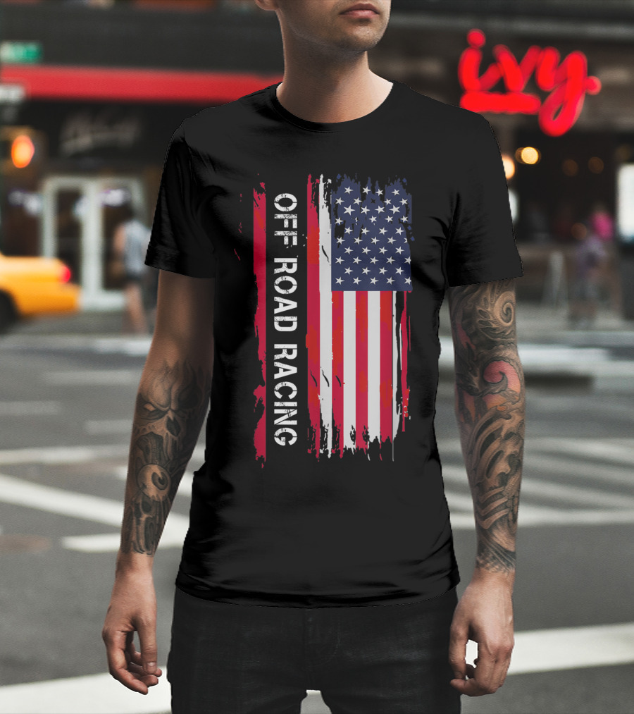 Off Road Racing American Flag T-Shirt