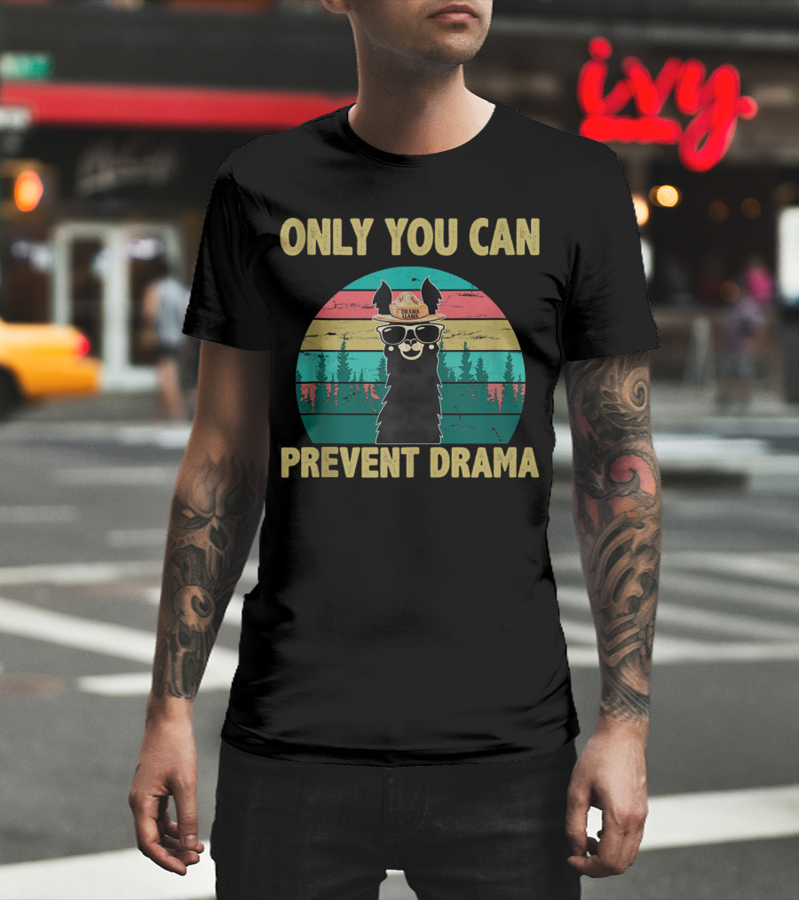 Only You Can Prevent Drama Llama Vintage Camping Vibes T-Shirt