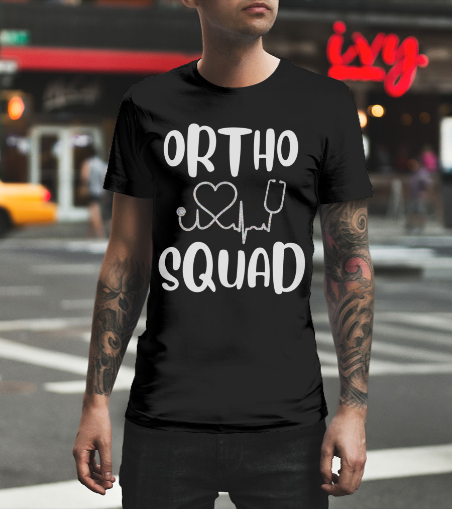 Ortho Squad Heartbeat Stethoscope Orthopedic Doctor Nurse T-Shirt