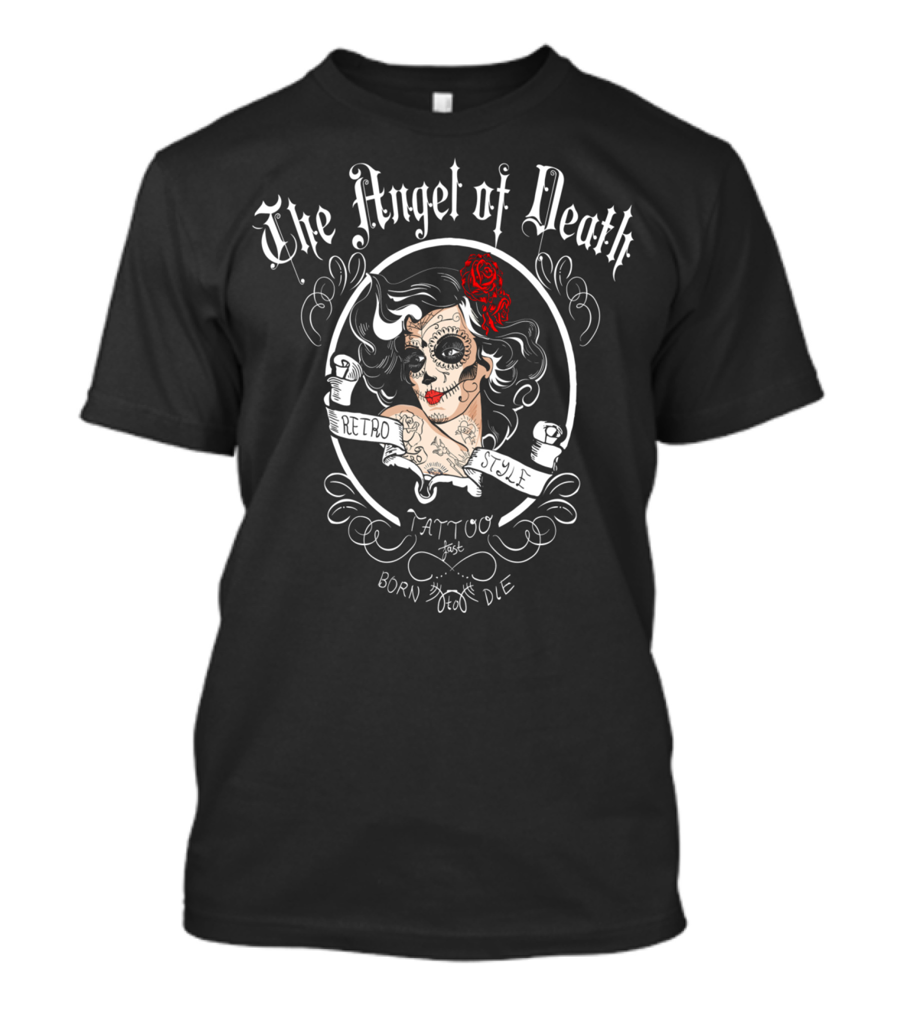 The Angel Of Death Retro Style Tattoo Born To Ride T-Shirt