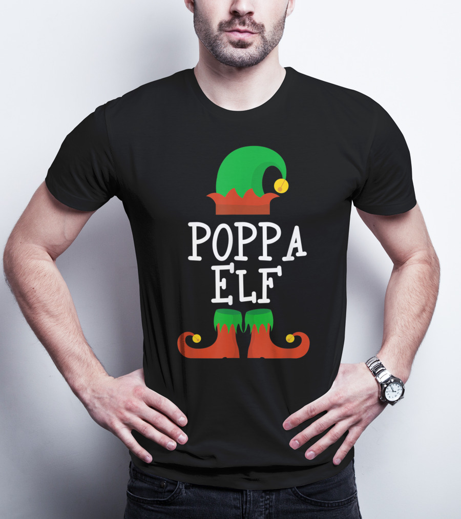 Poppa Elf Hat And Shoes Christmas T-Shirt