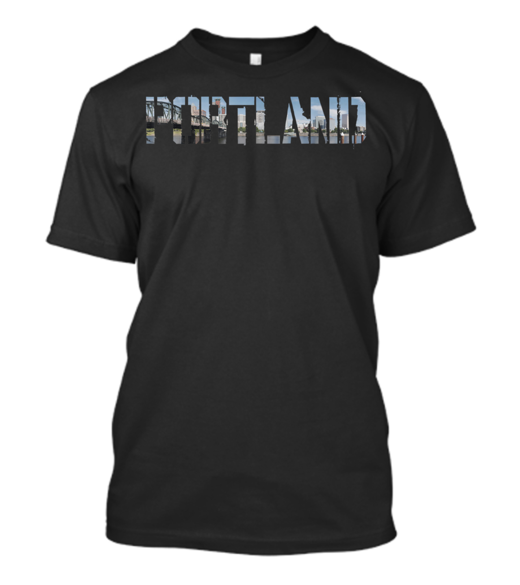Portland Skyline Cityscape Chữ T-Shirt