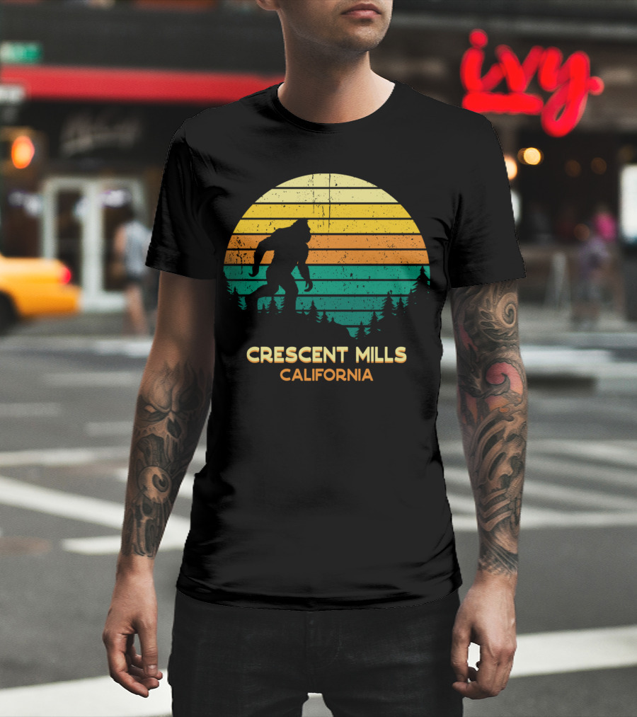 Crescent Mills California Bigfoot Retro Bayou Sunset T-Shirt