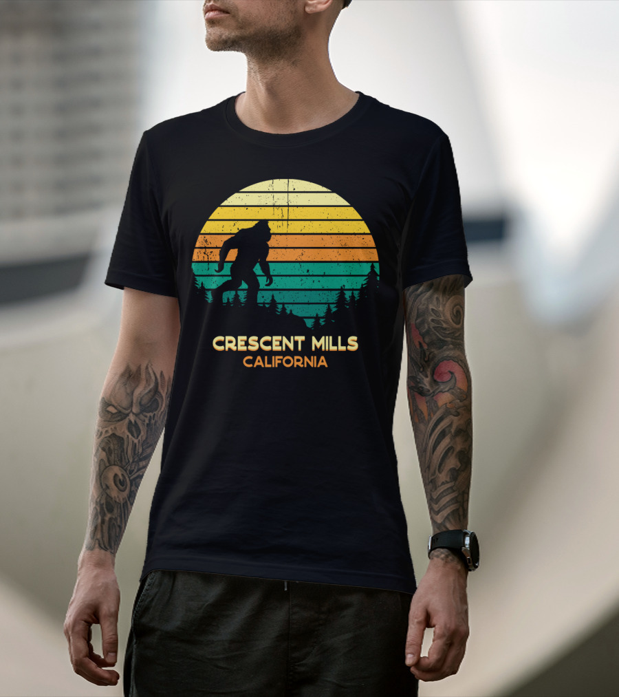 Crescent Mills California Bigfoot Retro Bayou Sunset T-Shirt