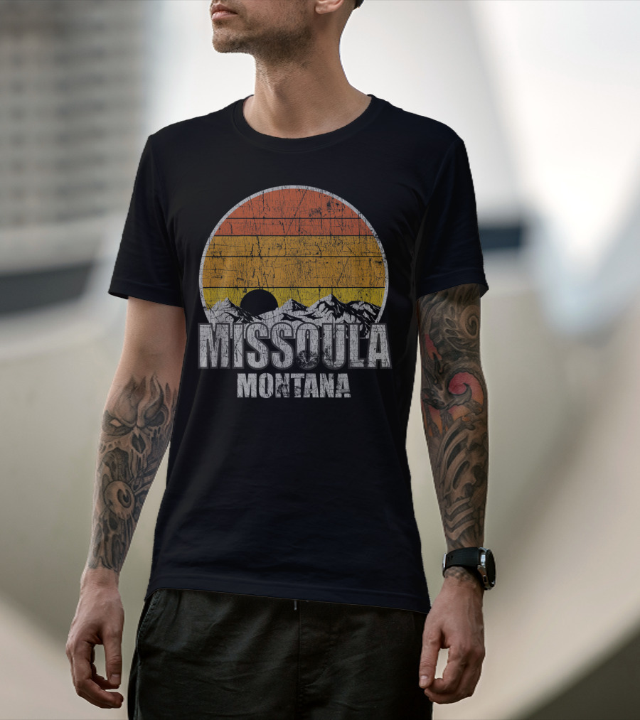 Retro Missoula Montana Vintage Sunset Mountains T-Shirt