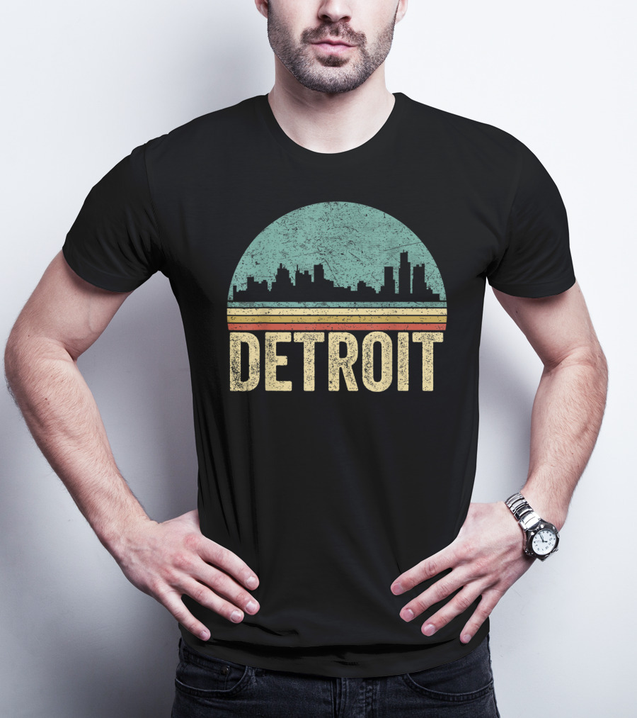 Retro 70s 80s Detroit Skyline Vintage T-Shirt