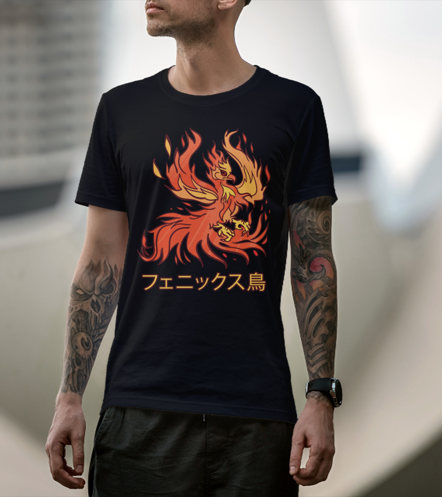 Rising Phoenix Fire Bird Japanese Aesthetic T-Shirt