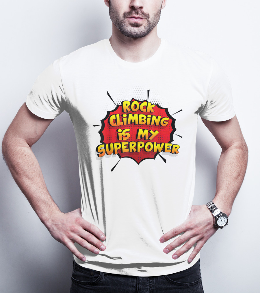 Rock Climbing Is My Superpower Comic Burst T-Shirt