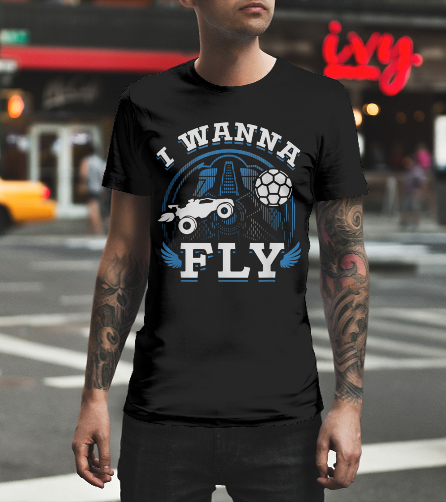 Rokt Leeg I Wanna Fly Funny Troll Car Soccer T-Shirt