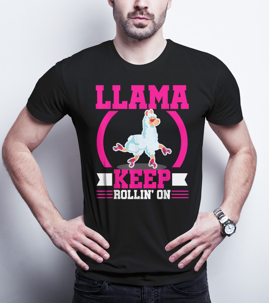 Llama Keep Rollin' On Funny Skater Derby Skating T-Shirt