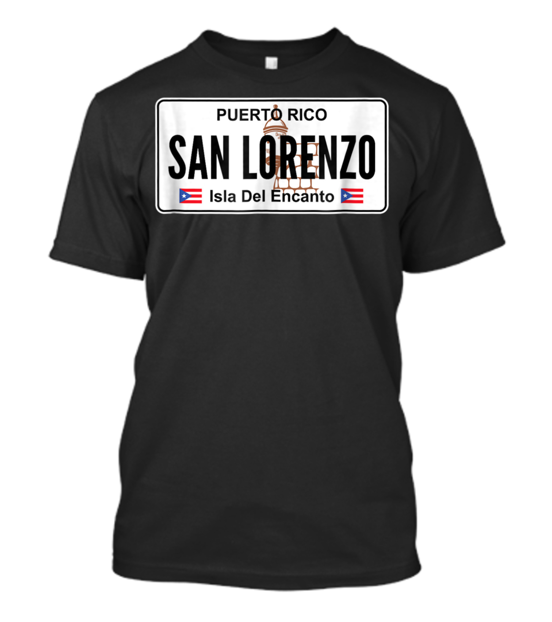 San Lorenzo Puerto Rico Isla Del Encanto License Plate T-Shirt