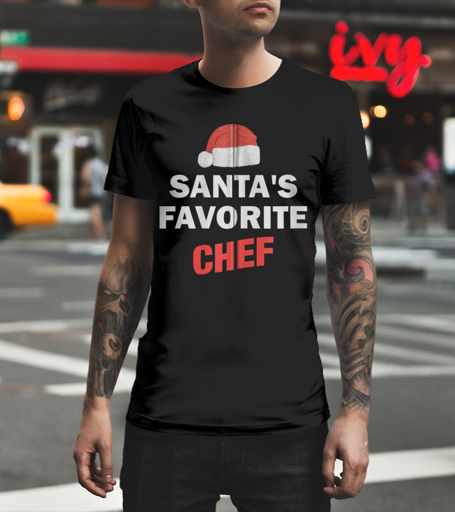 Santa's Favorite Chef Christmas Hat T-Shirt