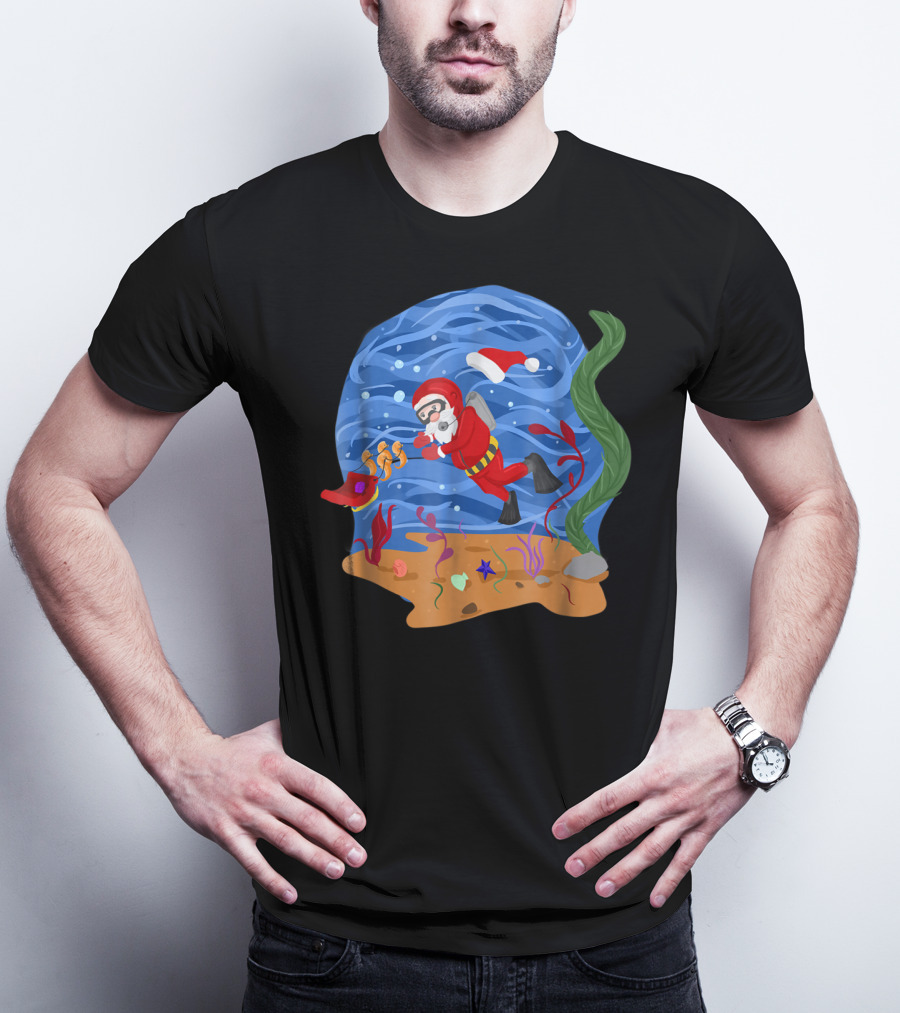 Santa Claus Scuba Diving Underwater Adventure T-Shirt