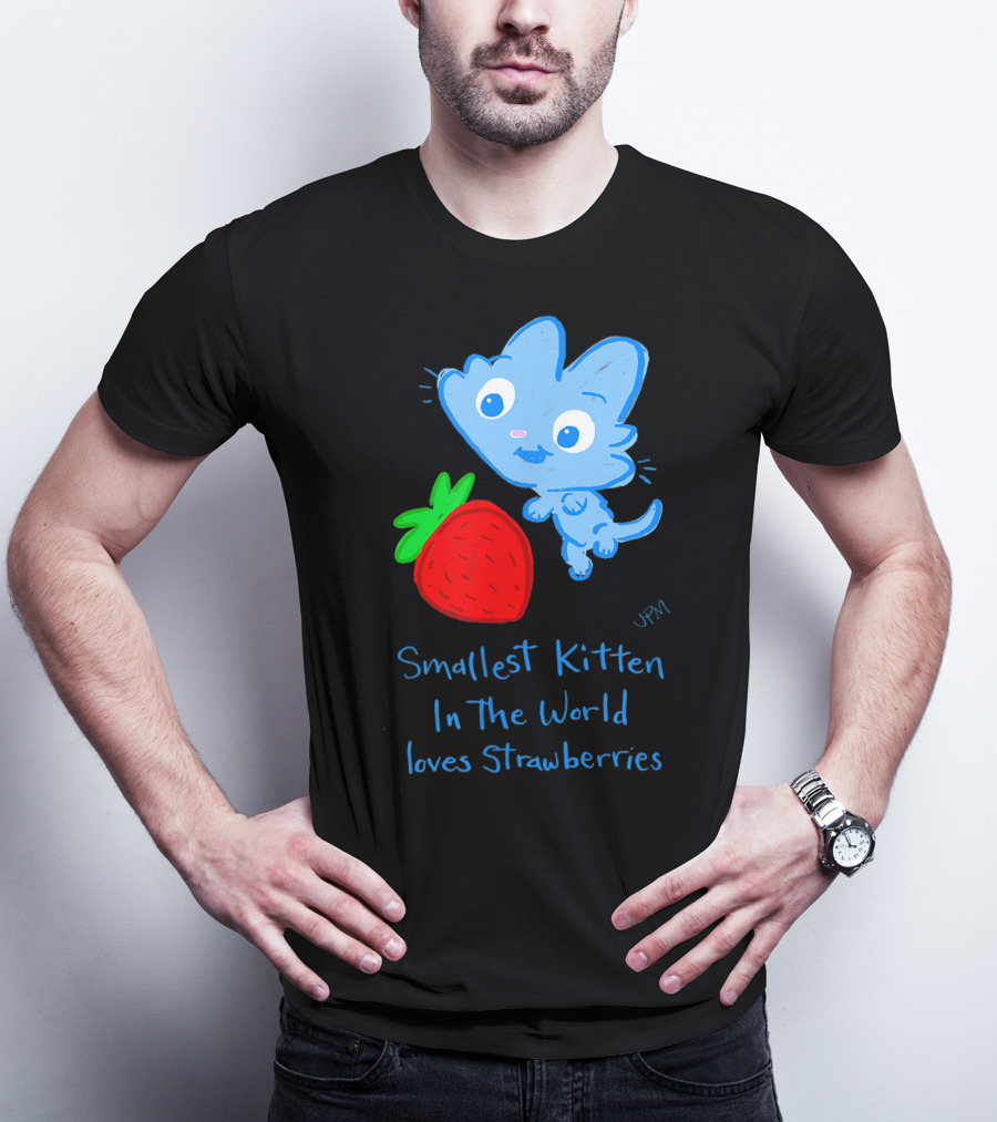 Smallest Kitten In The World Loves Strawberries T-Shirt