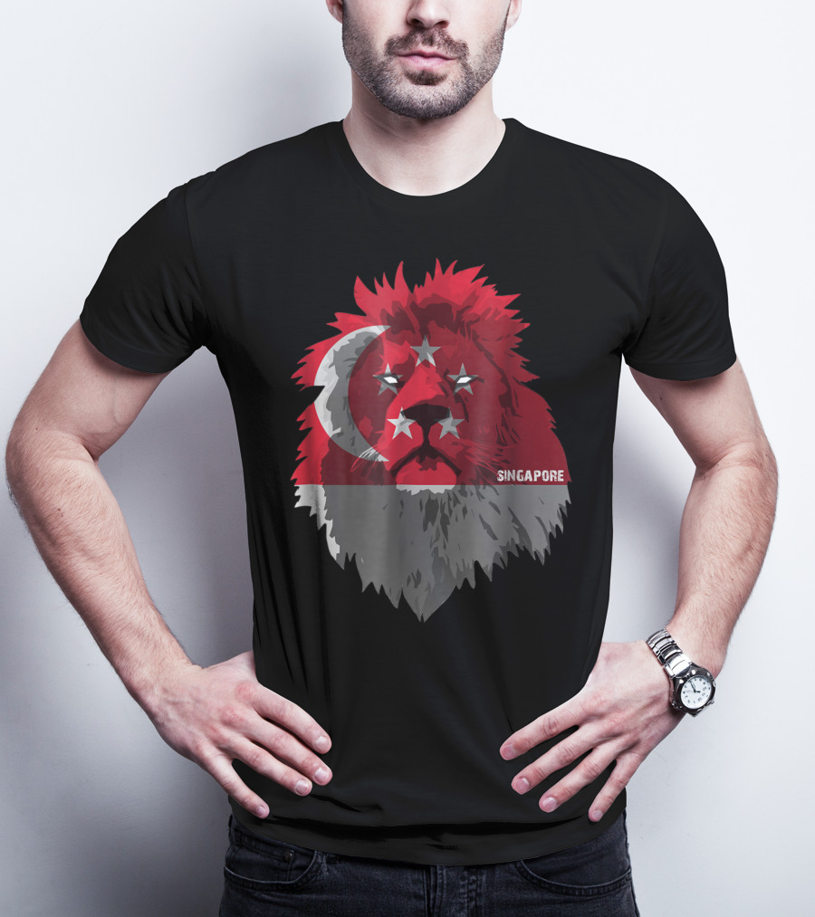 Singapore National Pride Lion Flag Soccer Team T-Shirt