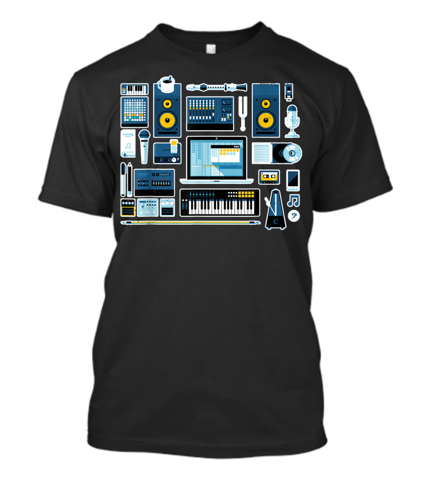 Music Production Essentials Sound Engineer Audio Equipment Collection T-Shirt