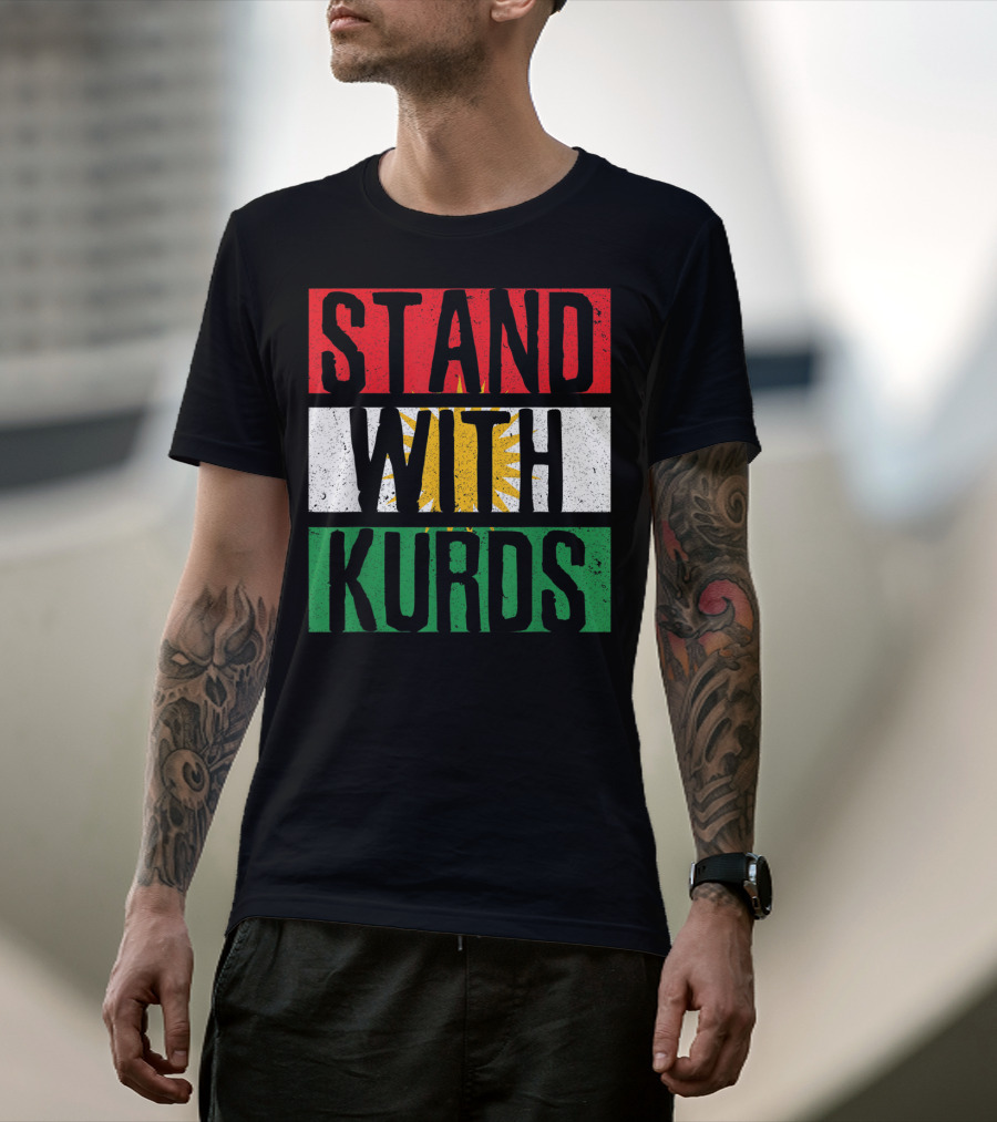 Stand With Kurds Free Kurdistan Kurdish Flag Colors T-Shirt
