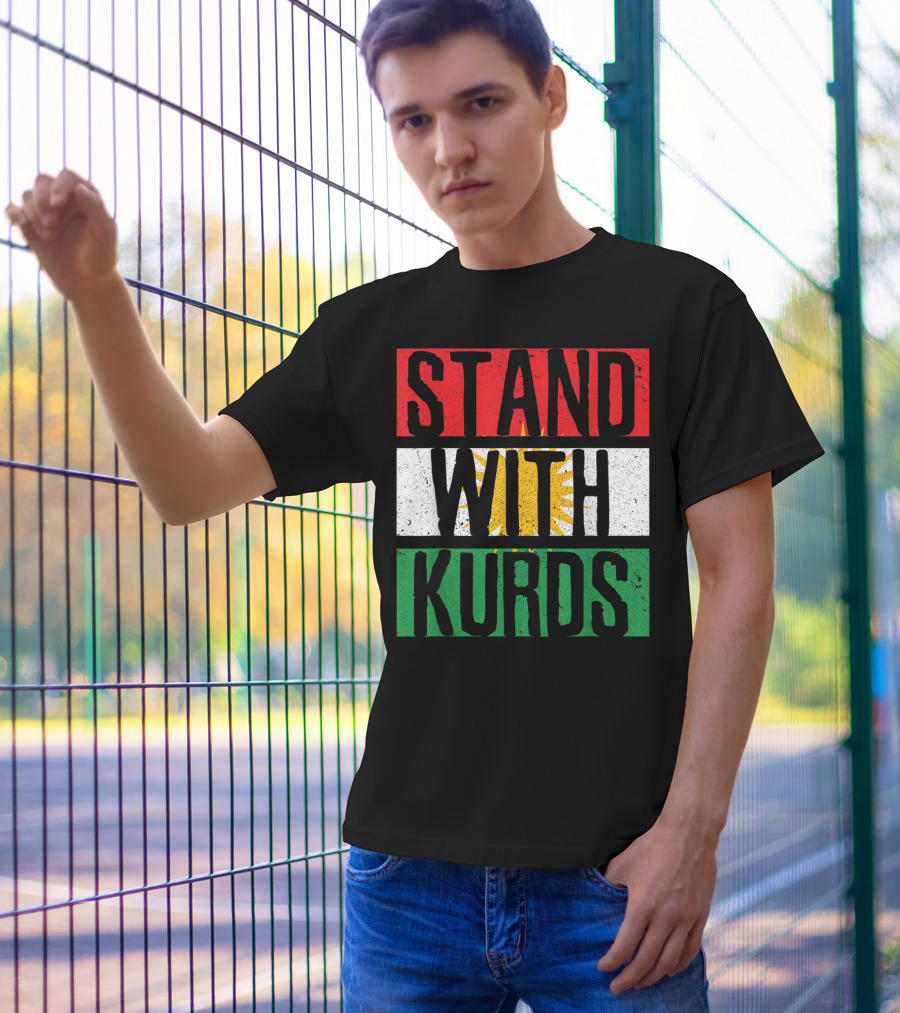 Stand With Kurds Free Kurdistan Kurdish Flag Colors T-Shirt