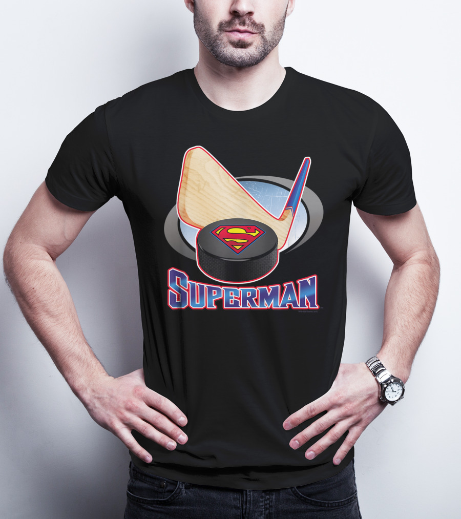 Superman Hockey Stick Puck T-Shirt