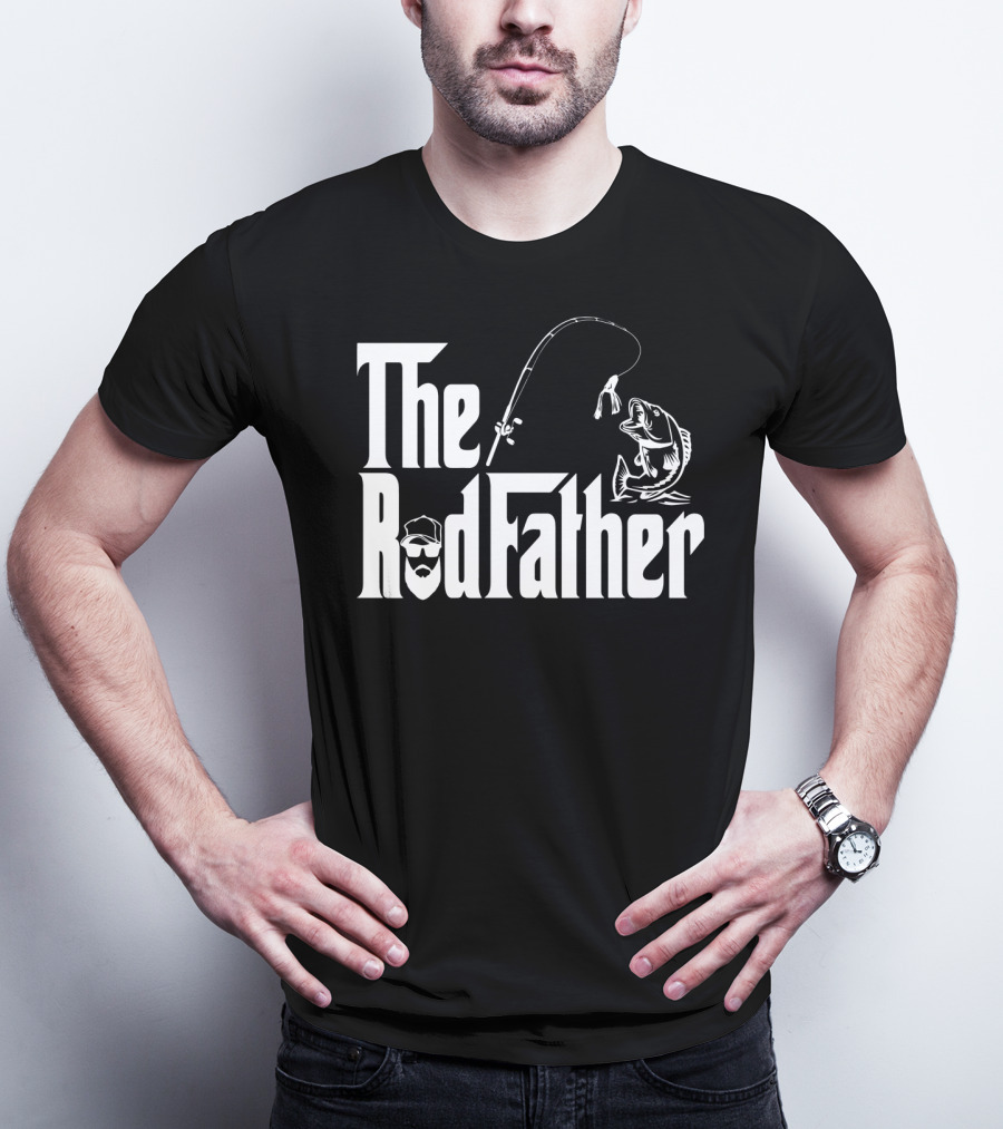 The RodFather Fishing Rod Fish Reel Bearded Man T-Shirt