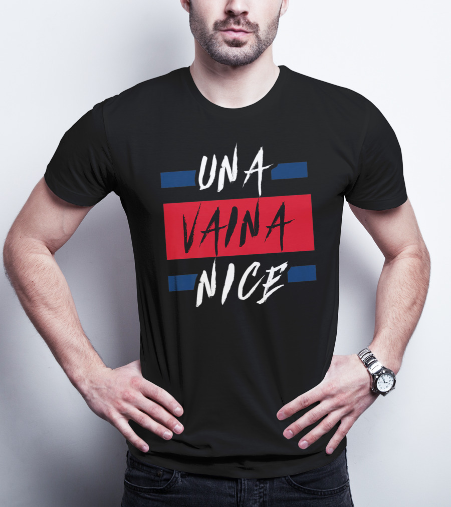Una Vaina Nice Funny Dominican Bold Red And Blue Text T-Shirt