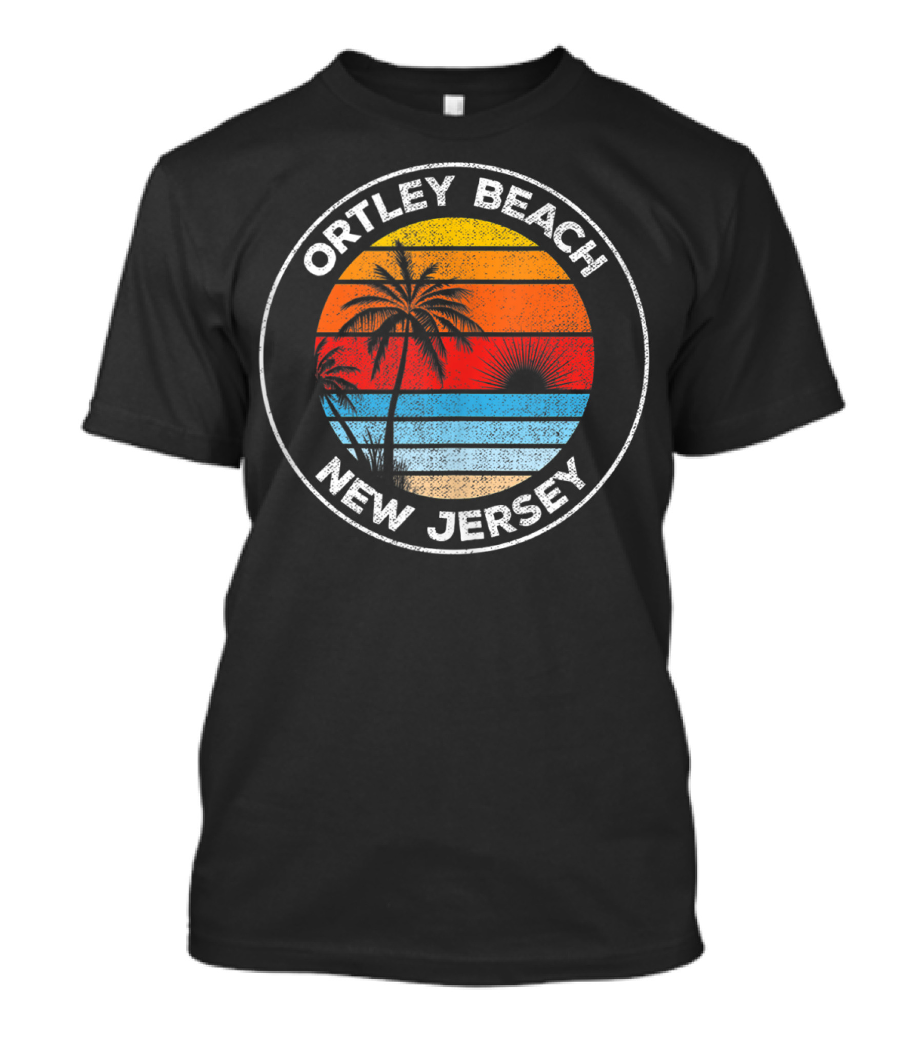 Ortley Beach New Jersey Vintage Sunset Palm Trees Souvenir T-Shirt