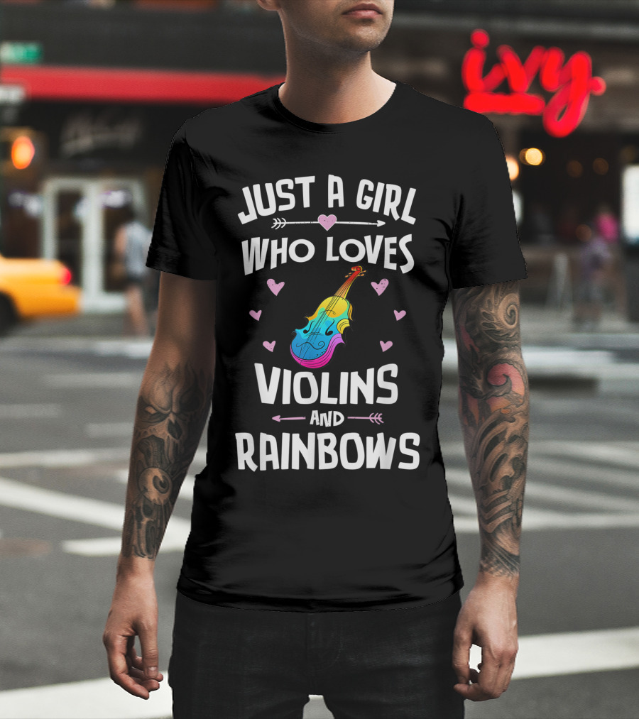 Just A Girl Who Loves Violins And Rainbows T-Shirt