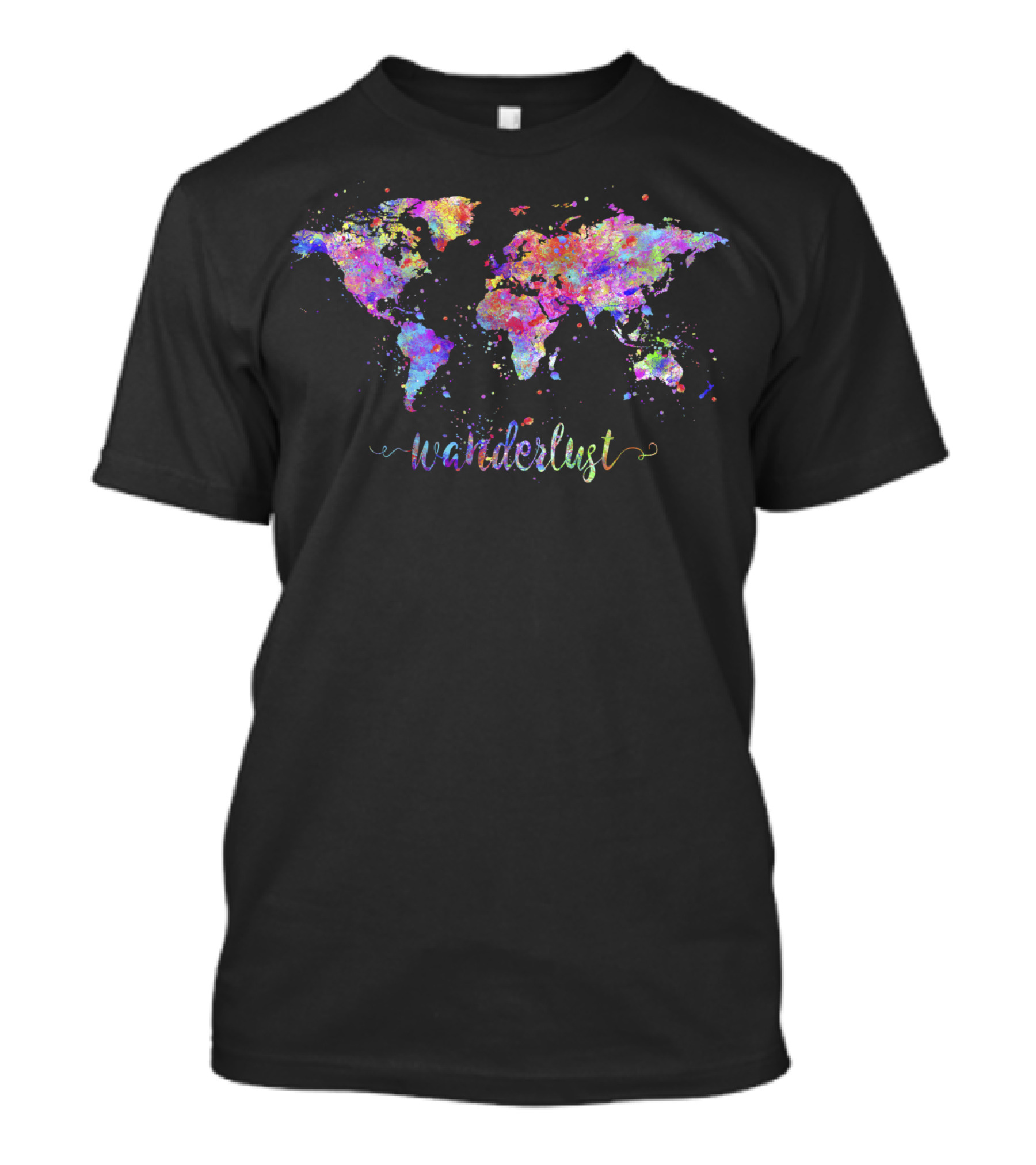 Wanderlust World Map Colorful Watercolor T-Shirt